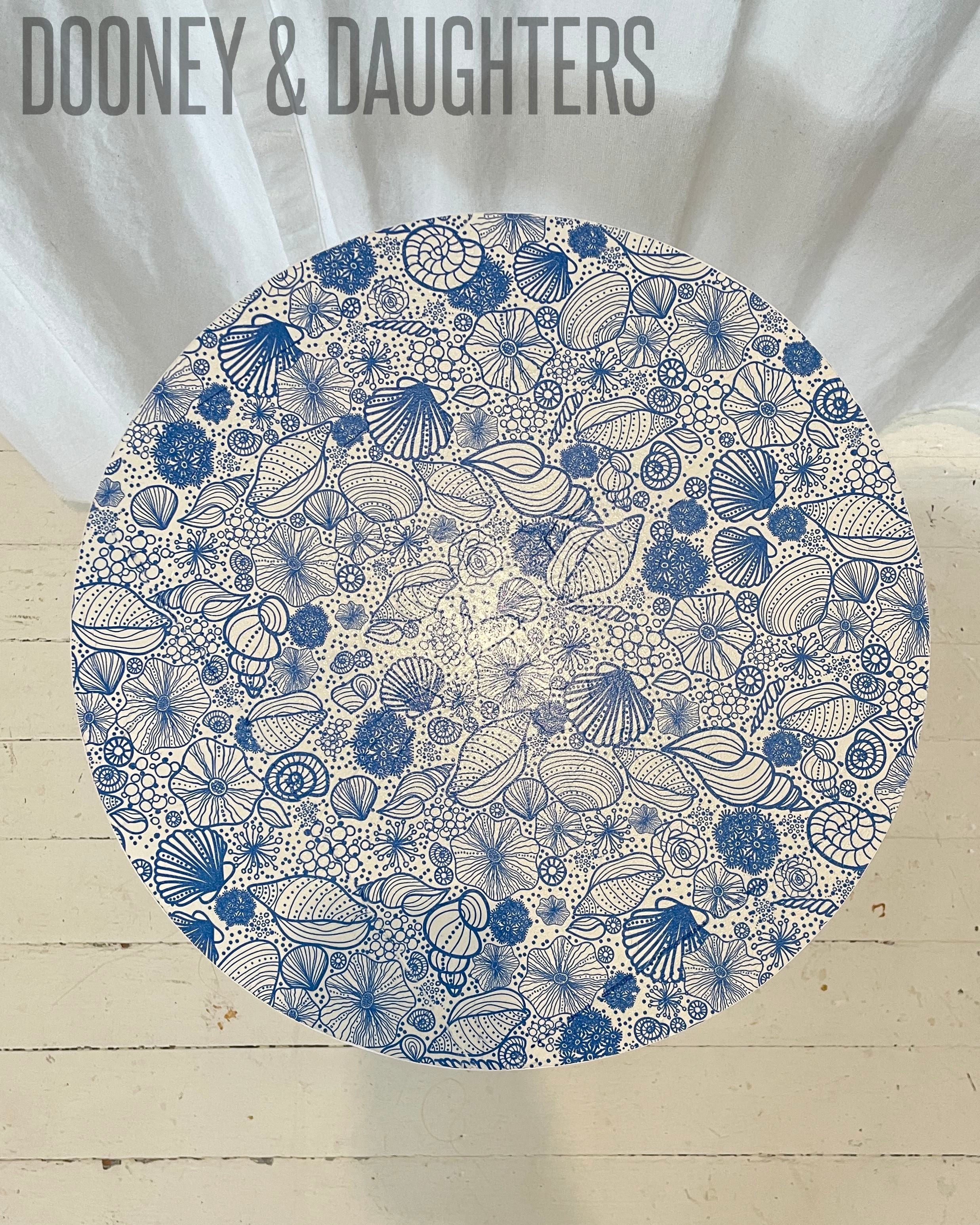 Seashells Hand Decorated Side Table | Dooney & Daughters