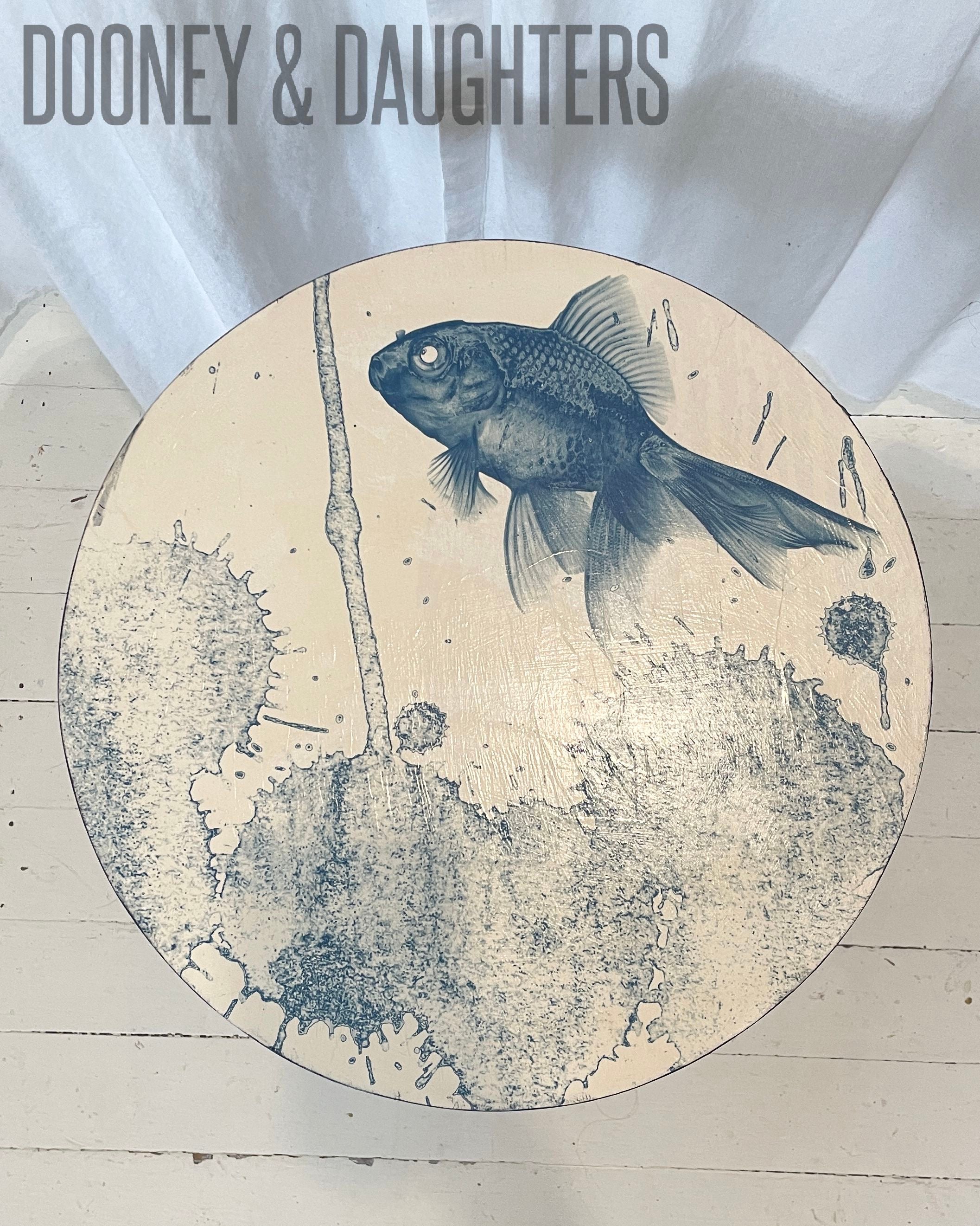 Blue Fish Hand Decorated Side Table | Dooney & Daughters