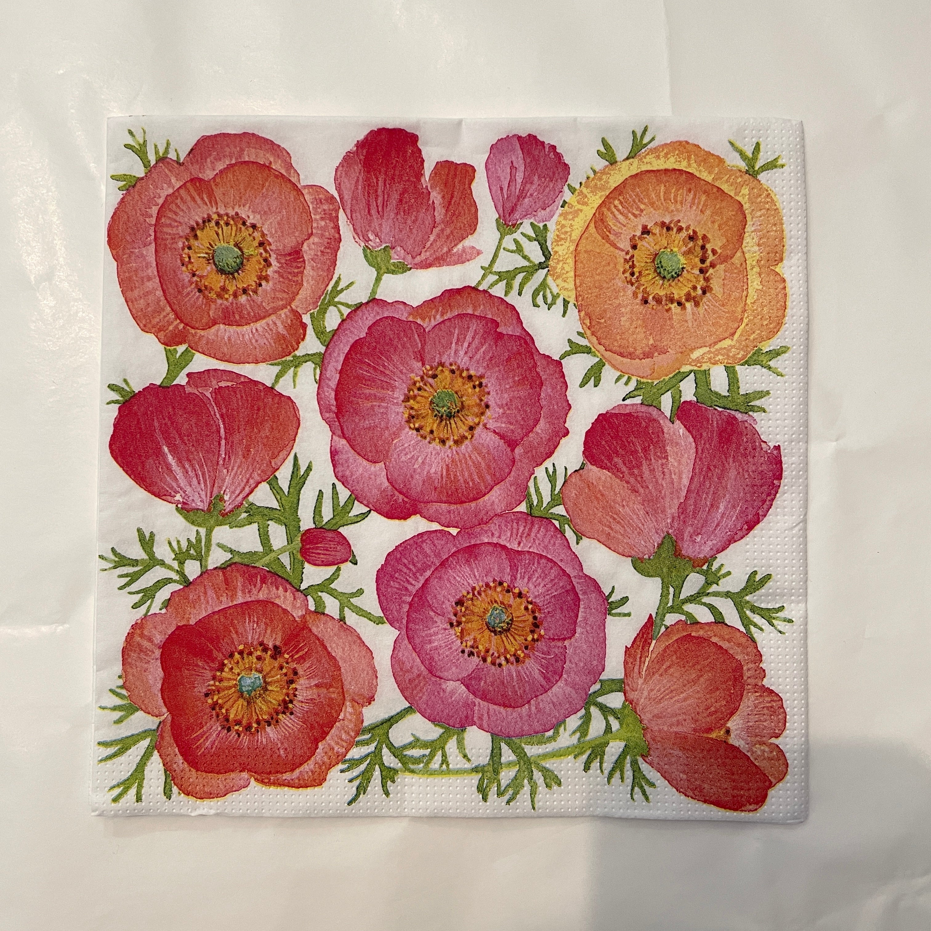 Poppy Napkin | Decoupage Napkin | Dooney & Daughters