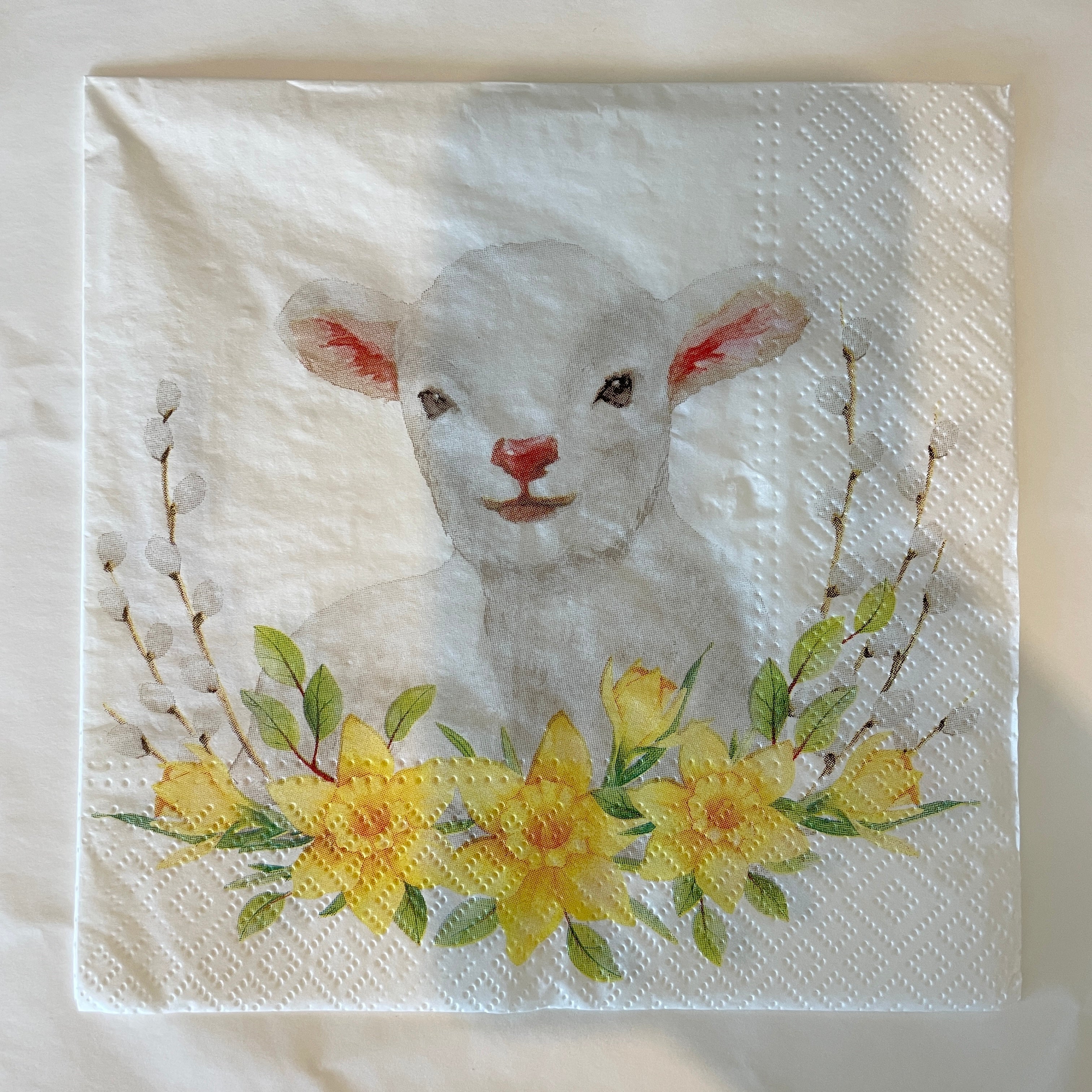 Spring Lamb Napkin | Decoupage Napkin | Dooney & Daughters