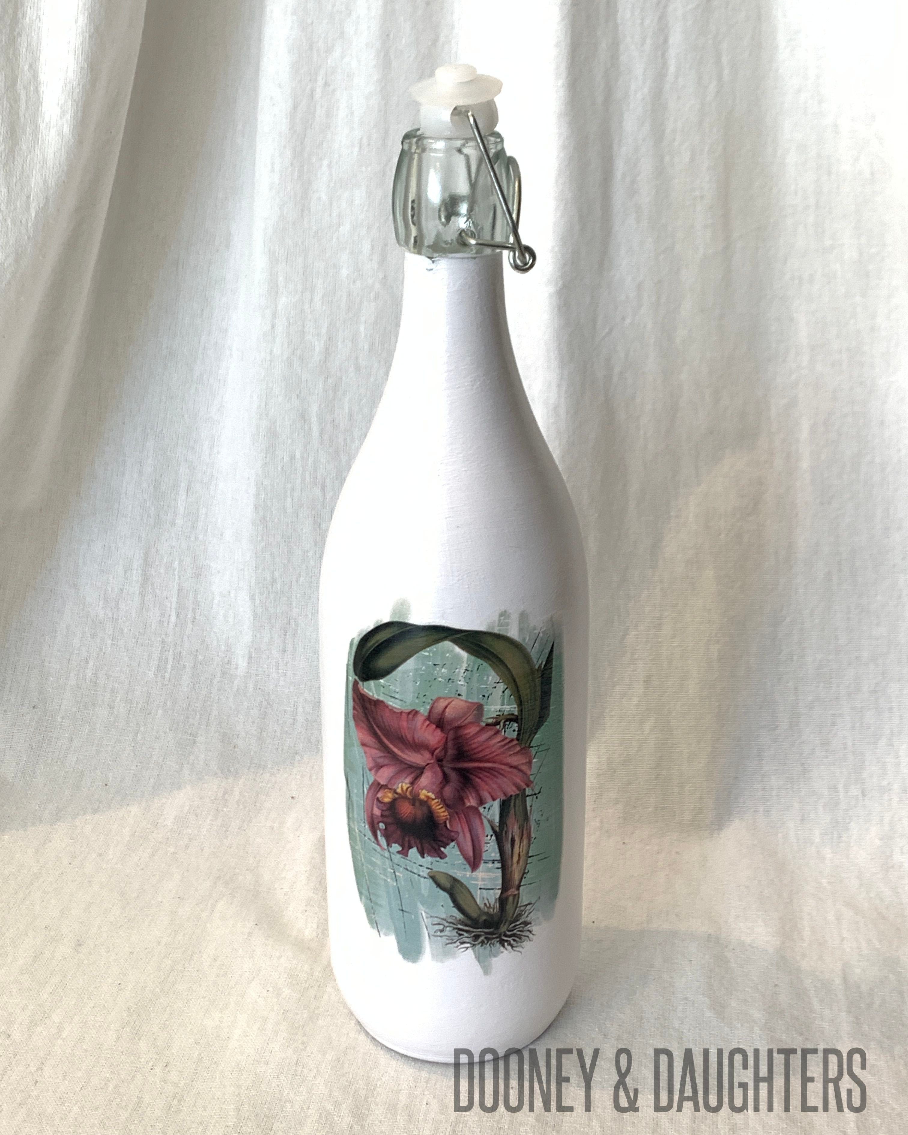 Decorated Glass Bottle | Transfer Bottle | Dooney & Daughters