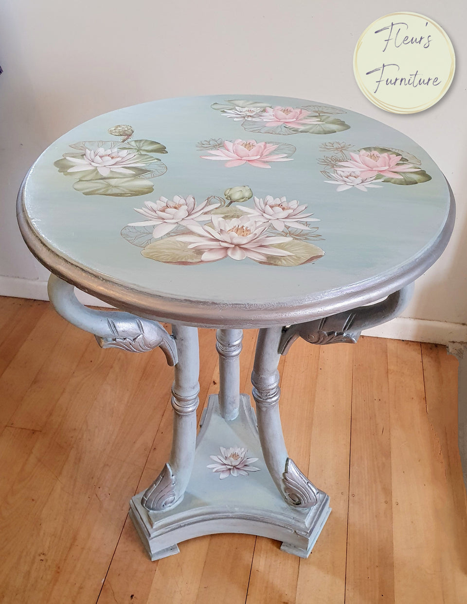 Waterlily Swan Table | Hand Painted | Dooney & Daughters