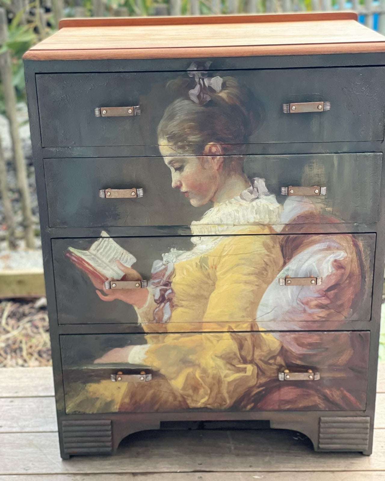 Young Girl Reading Decoupage Chest of Drawers | Dooney & Daughters