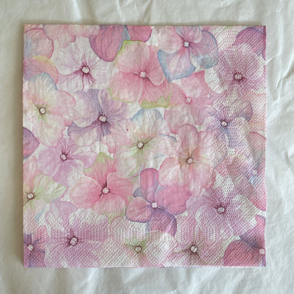 Pink Hydrangea Napkin | Decoupage Napkin | Dooney & Daughters