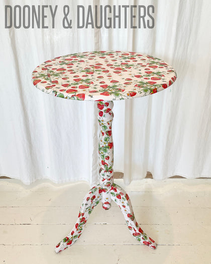 Strawberry Wine Table | Decoupaged Table | Dooney & Daughters