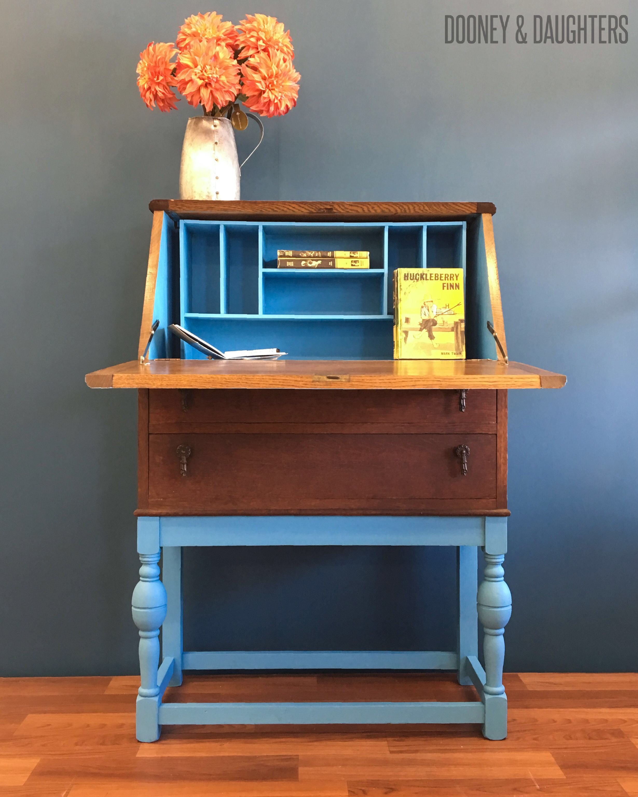 Upcycled Writing Desk | Blue Paint | Dooney & Daughters
