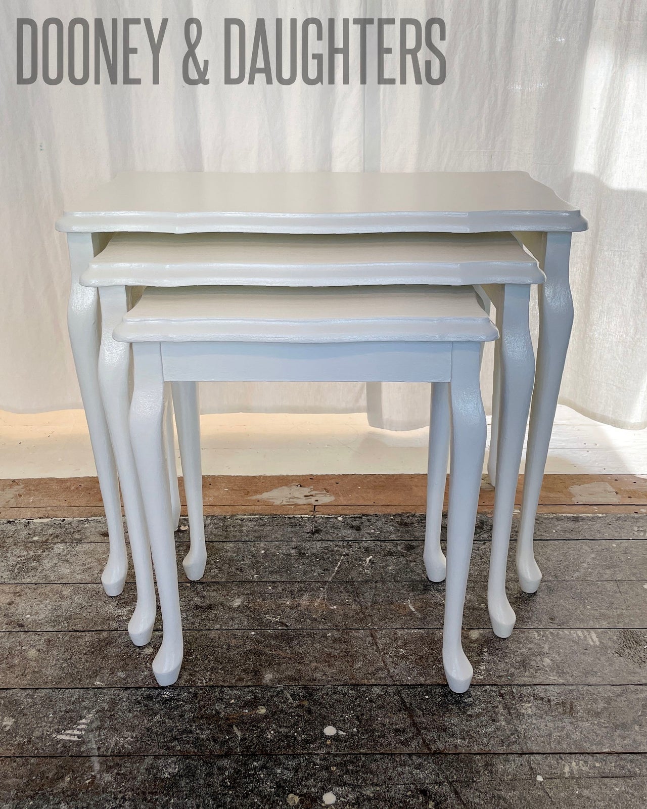 White Stacking Tables | Hand Painted | Dooney & Daughters
